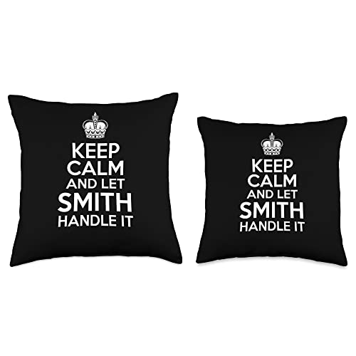 Let Smith Handle It Keep Calm Funny Custom Name Throw Pillow, 16x16, Multicolor