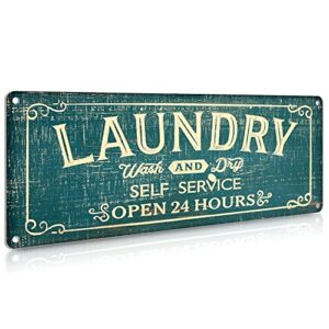 alrear vintage laundry room metal sign wall art, laundry schedule funny rules prints signs framed, bathroom laundry room decor 16 x 6 inch