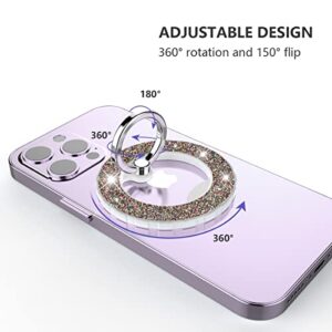 Magnetic Phone Ring Holder for MagSafe, DATIMIRA Glitter Magnet Grip Finger Ring Kickstand, Compatible with iPhone 14 Plus 13 12, Pro, Pro Max, Mini, Mag Safe Accessories,Starlight