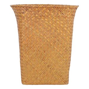 zerodeko baskets wicker waste basket woven trash can straw garbage bin rattan rubbish container rustic storage basket laundry hamper flower pot for kitchen home office (light brown) storage cubes