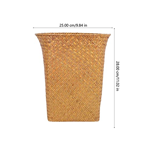 Zerodeko Baskets Wicker Waste Basket Woven Trash Can Straw Garbage Bin Rattan Rubbish Container Rustic Storage Basket Laundry Hamper Flower Pot for Kitchen Home Office (Light Brown) Storage Cubes