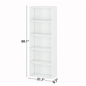 WAHEY Bookcase, 5-Tier Adjustable Open Storage Shelf Display Bookshelf, HOFB003