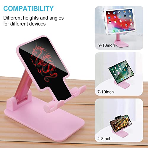 Red Black Dragon Foldable Desktop Cell Phone Holder Portable Adjustable Stand for Travel Desk Accessories