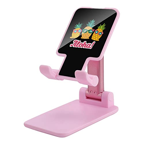 Cute Aloha Pineapple Foldable Desktop Cell Phone Holder Portable Adjustable Stand for Travel Desk Accessories