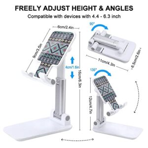 African Aztec Tribal Stripe Foldable Desktop Cell Phone Holder Portable Adjustable Stand for Travel Desk Accessories