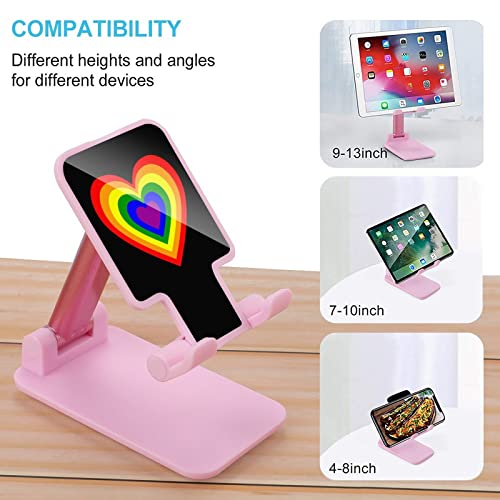 RainbowHeart Foldable Desktop Cell Phone Holder Portable Adjustable Stand for Travel Desk Accessories