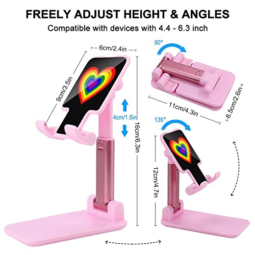 RainbowHeart Foldable Desktop Cell Phone Holder Portable Adjustable Stand for Travel Desk Accessories