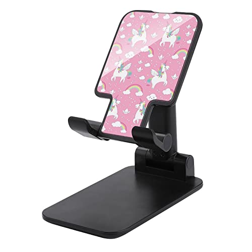 Rainbow Unicorn Foldable Desktop Cell Phone Holder Portable Adjustable Stand for Travel Desk Accessories