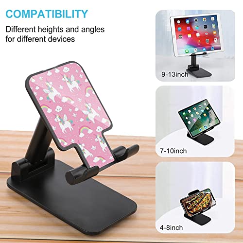 Rainbow Unicorn Foldable Desktop Cell Phone Holder Portable Adjustable Stand for Travel Desk Accessories