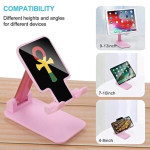 Rasta Ankh Foldable Desktop Cell Phone Holder Portable Adjustable Stand for Travel Desk Accessories