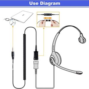 Quick Disconnect Adapter Cable 3.5mm Jack for Plantronics Headsets