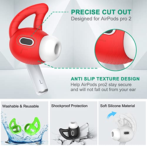 [5 Pairs] Silicone Ear Hooks for AirPods Pro 2, Ear Hook Anti Slip AirPods Pro 2 Accessories Compatible with AirPods Pro 2nd Generation (2022) - NOT Fit in Case