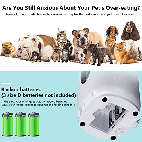 Automatic Dog Feeder HD 1080P Camera Cat Feeders 6L WiFi Smart Pet Feeder with APP Control Timer Settings Dispense Food Two Way Audio Recording Motion Detection Alerts