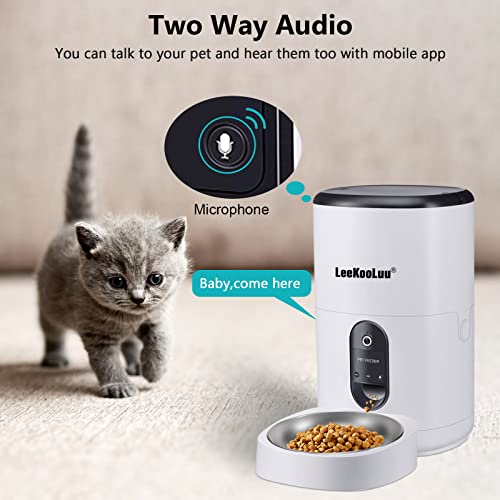 Automatic Dog Feeder HD 1080P Camera Cat Feeders 6L WiFi Smart Pet Feeder with APP Control Timer Settings Dispense Food Two Way Audio Recording Motion Detection Alerts