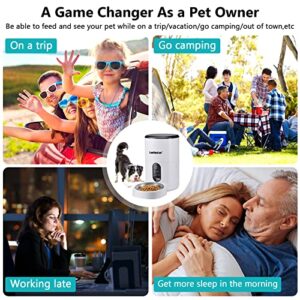 Automatic Dog Feeder HD 1080P Camera Cat Feeders 6L WiFi Smart Pet Feeder with APP Control Timer Settings Dispense Food Two Way Audio Recording Motion Detection Alerts