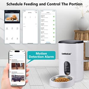 Automatic Dog Feeder HD 1080P Camera Cat Feeders 6L WiFi Smart Pet Feeder with APP Control Timer Settings Dispense Food Two Way Audio Recording Motion Detection Alerts