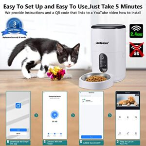 Automatic Dog Feeder HD 1080P Camera Cat Feeders 6L WiFi Smart Pet Feeder with APP Control Timer Settings Dispense Food Two Way Audio Recording Motion Detection Alerts