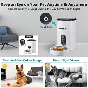 Automatic Dog Feeder HD 1080P Camera Cat Feeders 6L WiFi Smart Pet Feeder with APP Control Timer Settings Dispense Food Two Way Audio Recording Motion Detection Alerts