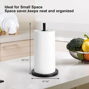 Paper Towel Holder Countertop,Black Paper Towel Holder Stand with 6.7inch Diameter Large Base for All Kitchen Paper Roll