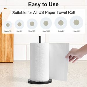 Paper Towel Holder Countertop,Black Paper Towel Holder Stand with 6.7inch Diameter Large Base for All Kitchen Paper Roll