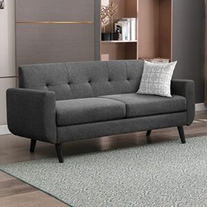 BALUS 68" W Loveseat Sofa, Mid Century Modern Couch, Small Couch Button Tufted Upholstered,Love Seat Couches for Living Room/Bedroom/Apartment/Small Space, Easy Assembly(Dark Grey)