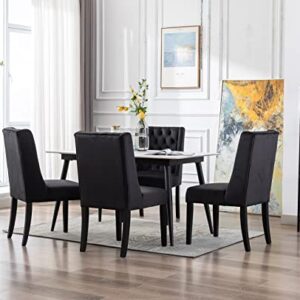 ZSARTS Upholstered Parsons Dining Chairs Set of 2, Modern Black Velvet Wingback Dining Room Chairs Tufted Kitchen Chairs with Solid Wood Legs for Kitchen Living Room (Black)