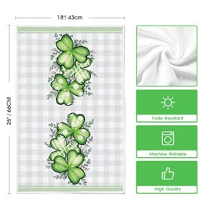 Artoid Mode Buffalo Plaid Kisses Wishes Shamrock St Patrick's Day Kitchen Towels Dish Towels, 18x26 Inch Seasonal Eucalyptus Leaves Decor Hand Towels Set of 4