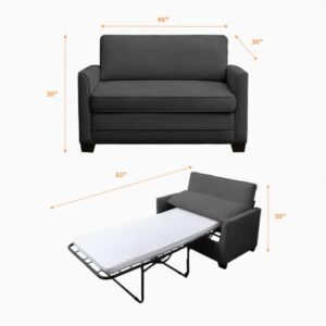 linor Pull Out Sofa Bed,2-in-1 Sleeper Sofa with Folding Foam Mattress, Modern Sofa Sleeper, Pull Out Couch Sofa Bed for Small Space/Living Room/Apartment (Dark Grey, Single)