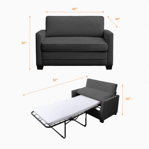 linor Pull Out Sofa Bed,2-in-1 Sleeper Sofa with Folding Foam Mattress, Modern Sofa Sleeper, Pull Out Couch Sofa Bed for Small Space/Living Room/Apartment (Dark Grey, Single)