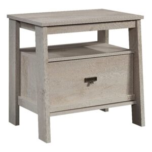 sauder trestle engineered wood night stand in chalked chestnut finish