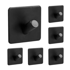 ymxdym adhesive wall hooks heavy duty door hanger sticky hooks 6 pack waterproof stainless steel for bathrooms/coat/robe/kitchen/loofah/washcloth