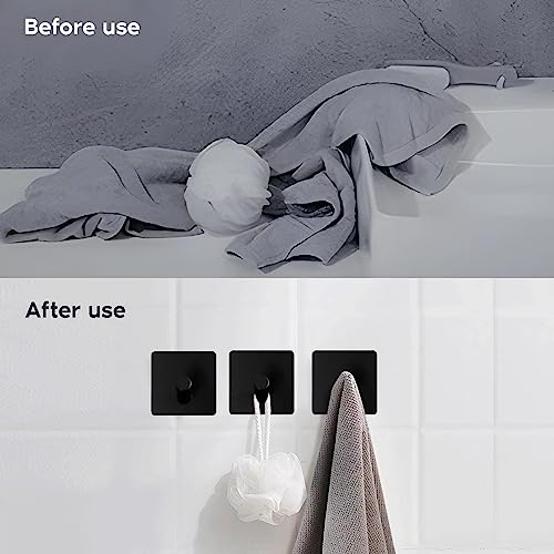 YMXDYM Adhesive Wall Hooks Heavy Duty Door Hanger Sticky Hooks 6 Pack Waterproof Stainless Steel for Bathrooms/Coat/Robe/Kitchen/Loofah/Washcloth