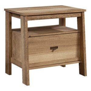 sauder trestle engineered wood night stand in timber oak finish