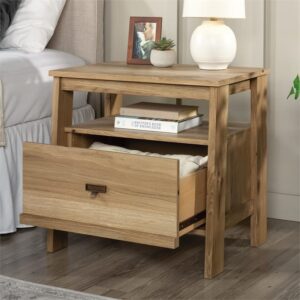 Sauder Trestle Engineered Wood Night Stand in Timber Oak Finish