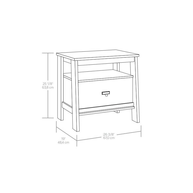 Sauder Trestle Engineered Wood Night Stand in Timber Oak Finish