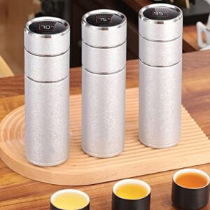 MMLLZEL Ceramic Liner Tea Thermos Bottle Separated Cup Smart Temperature Display Separates and Water