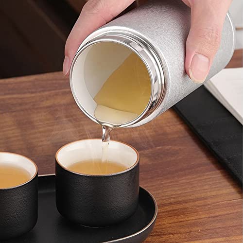 MMLLZEL Ceramic Liner Tea Thermos Bottle Separated Cup Smart Temperature Display Separates and Water