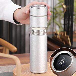 MMLLZEL Ceramic Liner Tea Thermos Bottle Separated Cup Smart Temperature Display Separates and Water