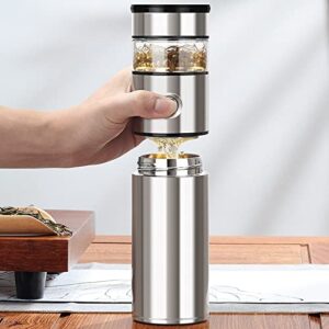 MMLLZEL Glass Tea Cup 316 Stainless Steel Thermos Water Bottle for Car Travel Vacuum Flasks Thermoses with Infuser