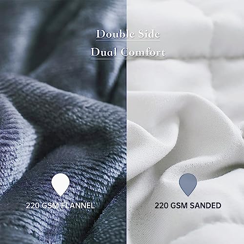 Satwip Weighted Blanket Twin Size 15lbs Fuzzy Warm Flannel Throw Blanket with Soft Breathable Sanded, 48 x 72 inches, Light Grey