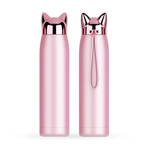 MMLLZEL 320ml 11oz Double Wall Hot Water Thermos Bottle Stainless Steel Vacuum Flasks Cute Cats Ear Thermal Coffee Tea Milk Travel Mug (Color : D)