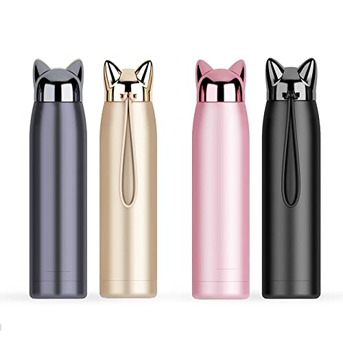 MMLLZEL 320ml 11oz Double Wall Hot Water Thermos Bottle Stainless Steel Vacuum Flasks Cute Cats Ear Thermal Coffee Tea Milk Travel Mug (Color : D)