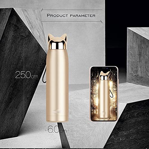 MMLLZEL 320ml 11oz Double Wall Hot Water Thermos Bottle Stainless Steel Vacuum Flasks Cute Cats Ear Thermal Coffee Tea Milk Travel Mug (Color : D)