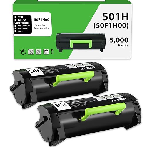 WEYNUONY 50F1H00 501H Toner Cartridge Compatible Replacement for Lexmark 501H 50F1000 for MS310dn MS312 MS410dn MS510dn MS610dn MS312dn MS315dn MS415dn(5,000 Pages 2 Pack Black)