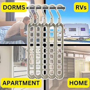 Space Saving Hanger [5 All White] Closet Organizers & Storage, Campers & RVs, College Dorm Room Essentials, Apartment, Multifunctional Closet Organizer, Cascading & Collapsible Hanger for 45 Pieces