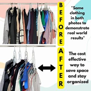 Space Saving Hanger [5 All White] Closet Organizers & Storage, Campers & RVs, College Dorm Room Essentials, Apartment, Multifunctional Closet Organizer, Cascading & Collapsible Hanger for 45 Pieces