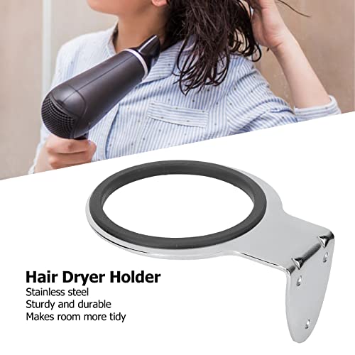 Keenso Stainless Steel Hair Dryer Holder Wall Mounted Hair Dryer Holder with Screws Space Saving Wall Phone Holder for Bathroom Bedroom Barber