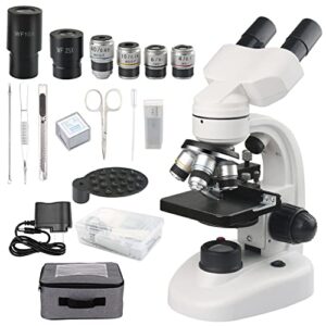 compound binocular microscope,wf10x and wf25x eyepieces,40x-1000x magnification, led illumination two-layer mechanical stage,microscope for adults kids 8-12 teenagers