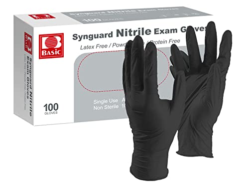 Amozife Disposable Nitrile Exam Gloves, 100 Pack X-Large Latex Free Non Sterile Black Glove for Medical, Cooking, Food Prep, Cleaning