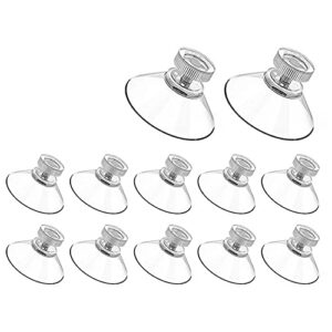 12pcs 53mm glass sucker wall hanger pads clear screw hooks suction cup holder transparent and strong pvc sucker hook, waterproof storage and fixation of foot pad